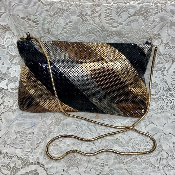 Bags | Vintage Tricolor Mesh Metallic Clutchshoulder Bag | Poshmark
